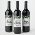 Rustic Merry Christmas pine tree Wine label | Zazzle