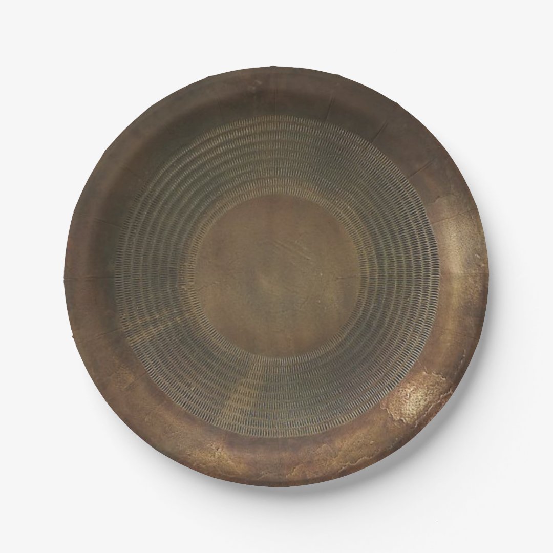 Rustic metal-look paper plate | Zazzle