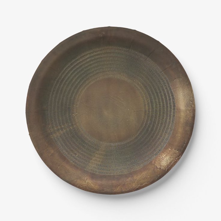 Rustic metal-look paper plate | Zazzle