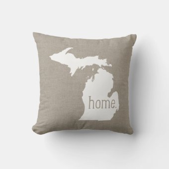 Rustic Michigan Home State Throw Pillow | Zazzle