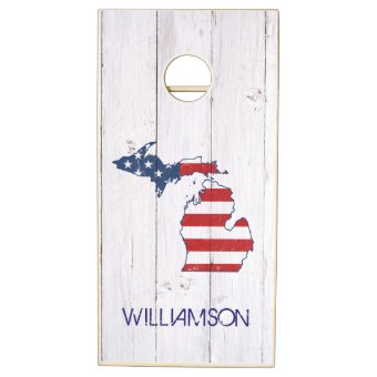 Rustic Michigan Red White Blue Flag July 4th Cornhole Set | Zazzle