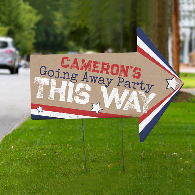 Rustic Military Going Away Party Arrow Yard Sign | Zazzle