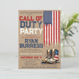 Rustic Military US Flag Deployment Farewell Party Invitation | Zazzle