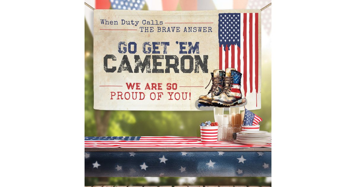 Rustic Military US Flag Going Away Farewell Party Banner | Zazzle