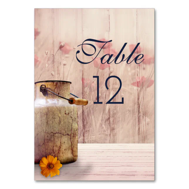 Rustic Milk Can Country Wedding Table Table Number | Zazzle
