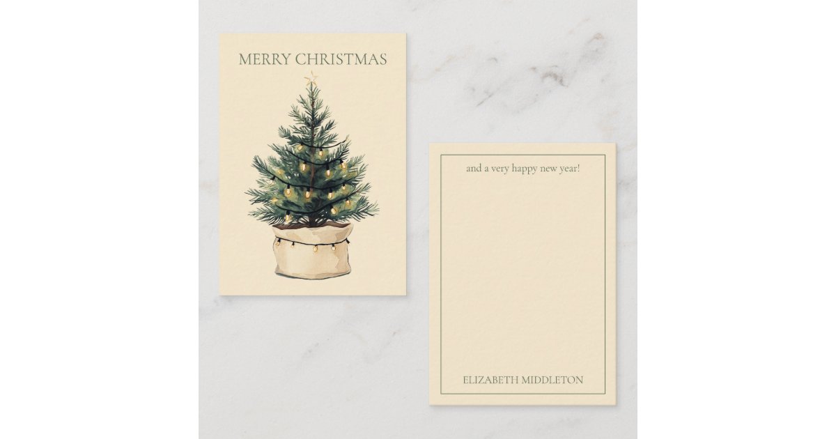 Rustic Minimal Christmas Tree Note Card | Zazzle