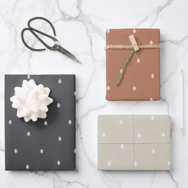 Rustic Minimalist Scandinavian Pine Trees Wrapping Paper Sheets | Zazzle