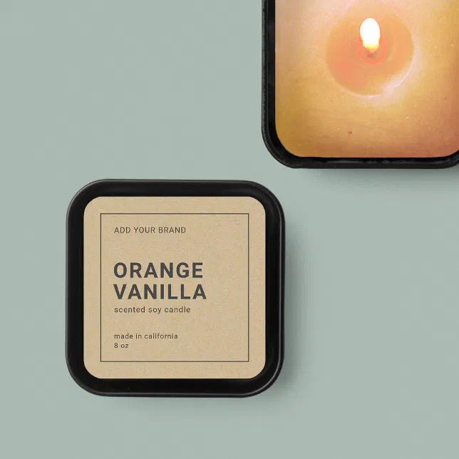 Rustic Minimalist Thin Gray Border Kraft Product Square Sticker | Zazzle
