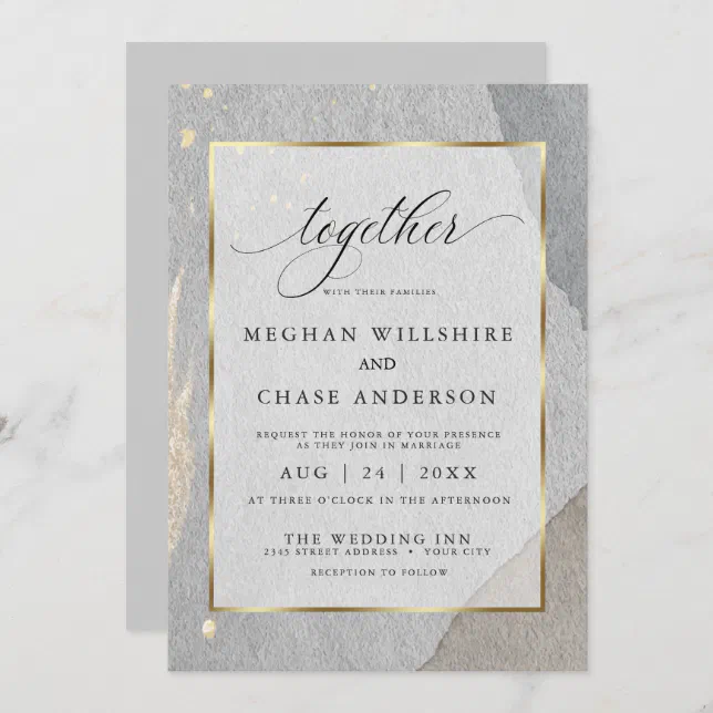 Rustic Modern Abstract Gray Watercolor Invitation | Zazzle