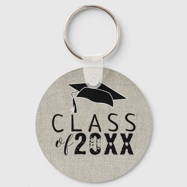 Rustic Modern Black Typography Class of Graduation Keychain | Zazzle