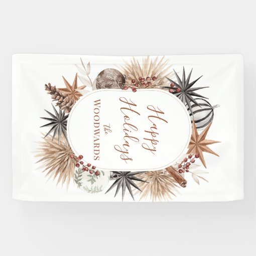Rustic Modern Boho Holiday Christmas Banner | Zazzle