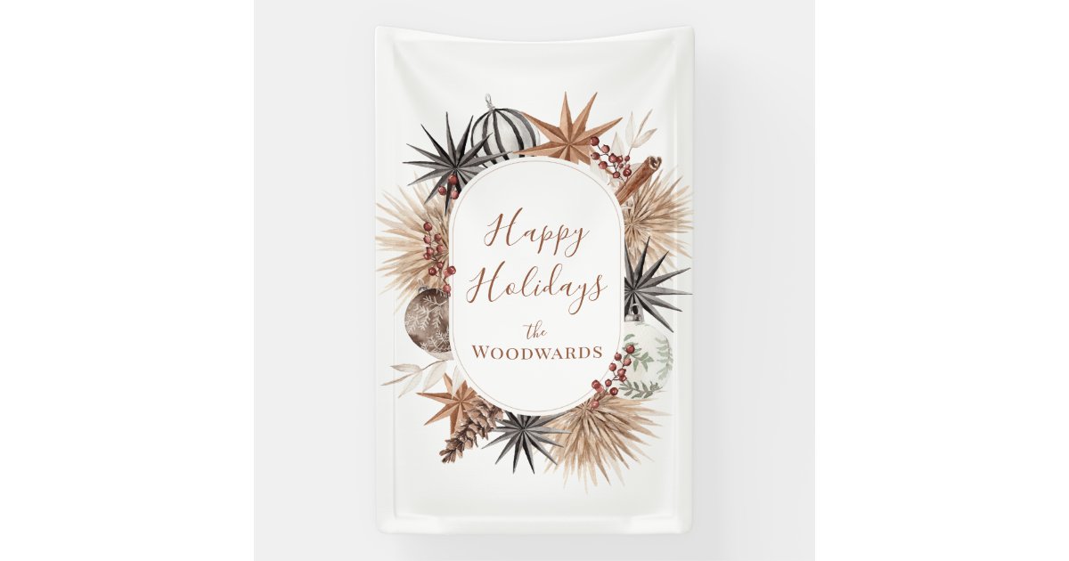 Rustic Modern Boho Holiday Christmas Banner | Zazzle