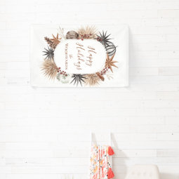 Rustic Modern Boho Holiday Christmas Banner | Zazzle