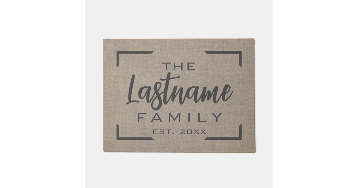 Rustic Modern Burlap - Blessings Script Welcome Doormat | Zazzle