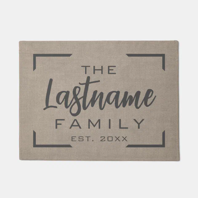 Rustic Modern Burlap - Blessings Script Welcome Doormat | Zazzle