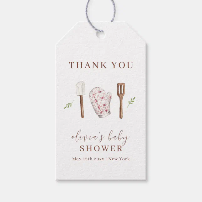 Rustic Modern Chef Kitchen Stuff Baby Shower Gift Tags | Zazzle