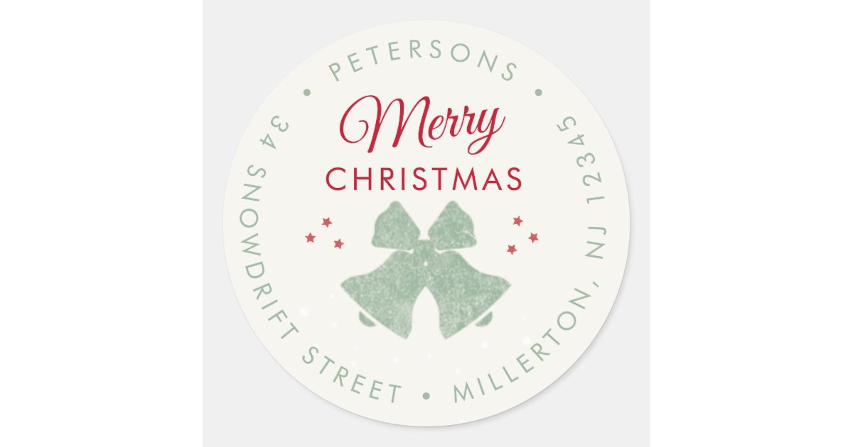 Rustic Modern Christmas Holiday Return Address Classic Round Sticker ...