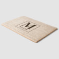 Rustic Modern Family Name Monogram Fiber Doormat | Zazzle