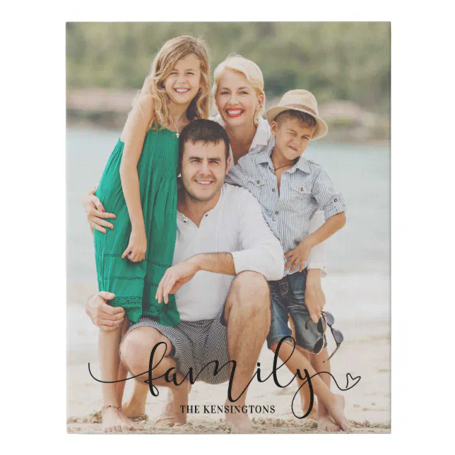 Rustic Modern Family Typography Photo Faux Canvas Print | Zazzle