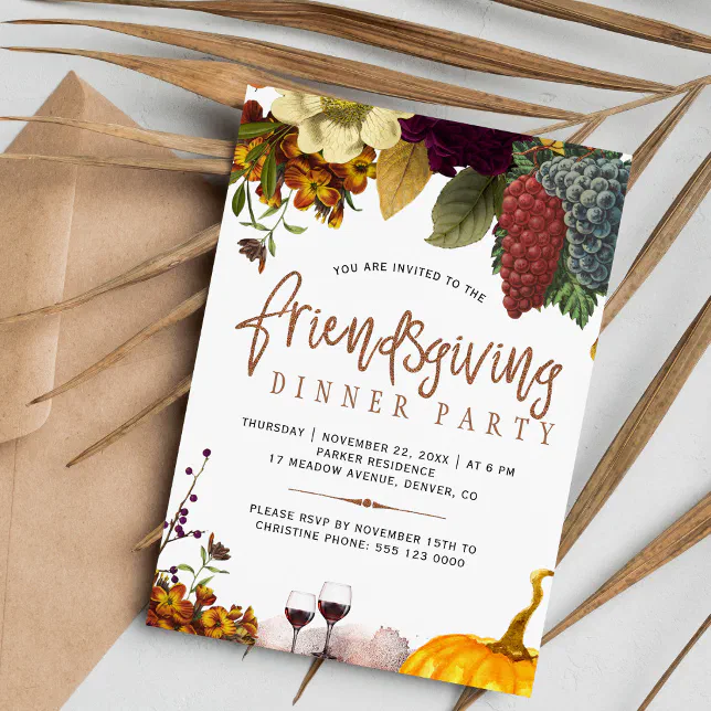 Rustic modern Friendsgiving Thanksgiving party Invitation | Zazzle