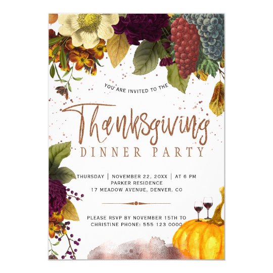 Rustic modern harvest Thanksgiving dinner party Invitation | Zazzle.com