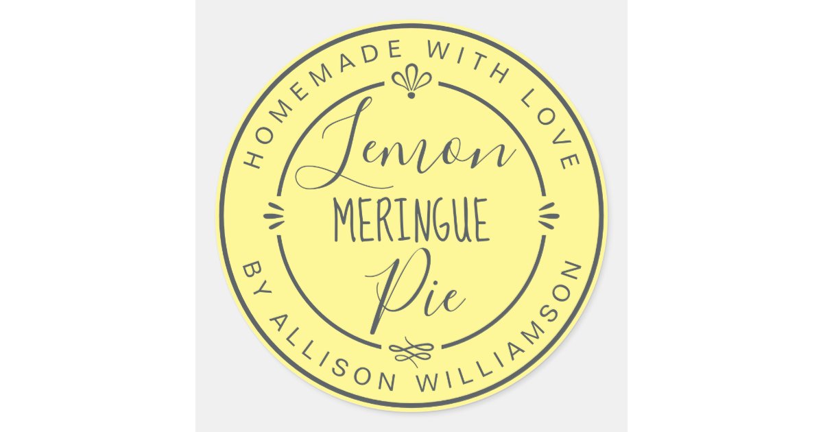 Rustic Modern Homemade Lemon Meringue Pie Yellow Classic Round Sticker ...