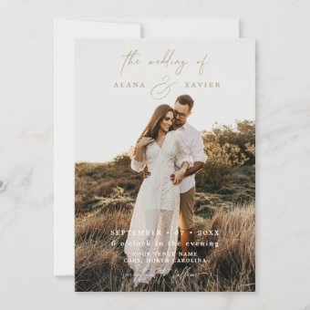 Rustic Modern Photo Script Wedding Invitation | Zazzle