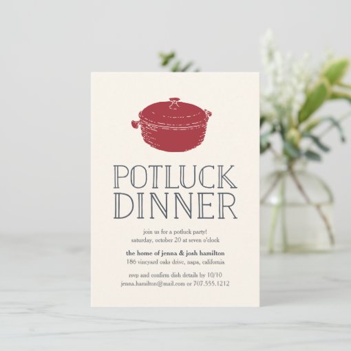 Rustic Modern Potluck Dinner Party Invitation | Zazzle