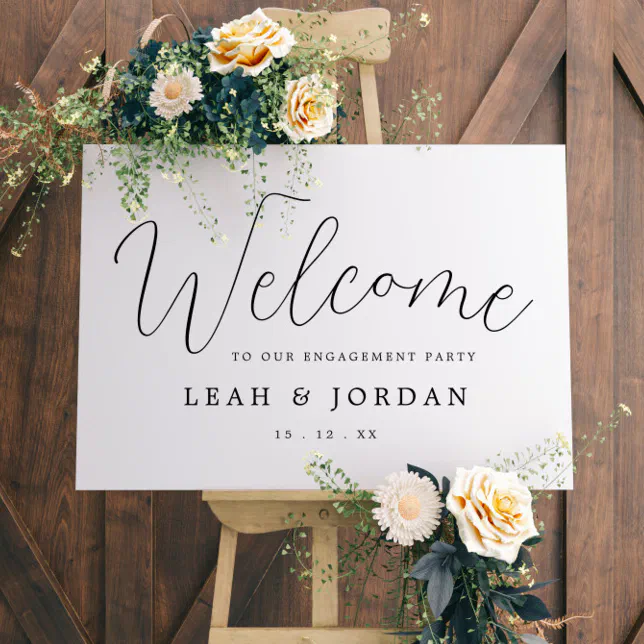 Rustic Modern Script Engagement Party Welcome Sign | Zazzle