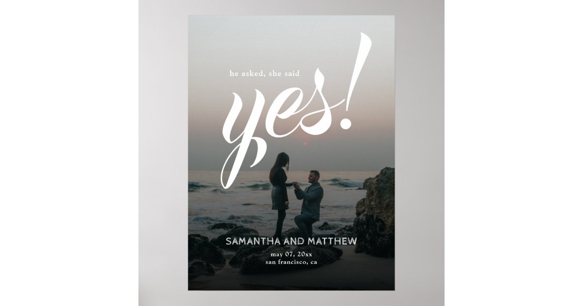 Rustic Modern She Said Yes Engagement Party Sign | Zazzle