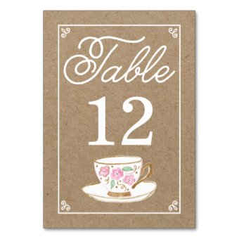 Rustic Modern Teacup Table Number | Zazzle