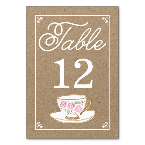 Rustic Modern Teacup Table Number | Zazzle
