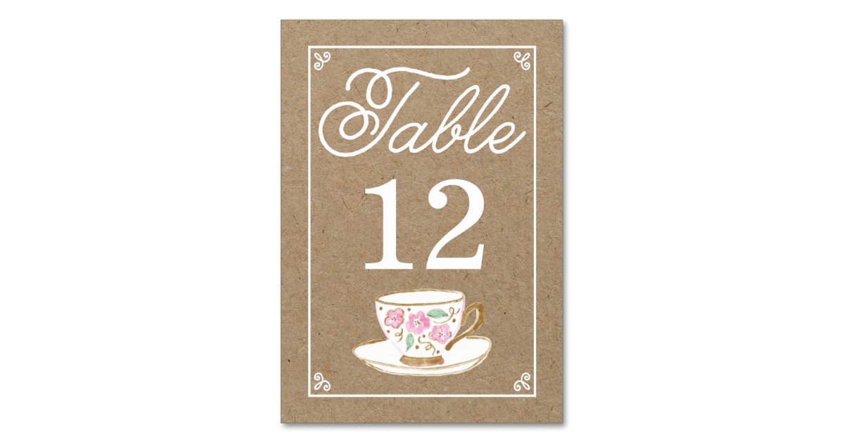 Rustic Modern Teacup Table Number | Zazzle