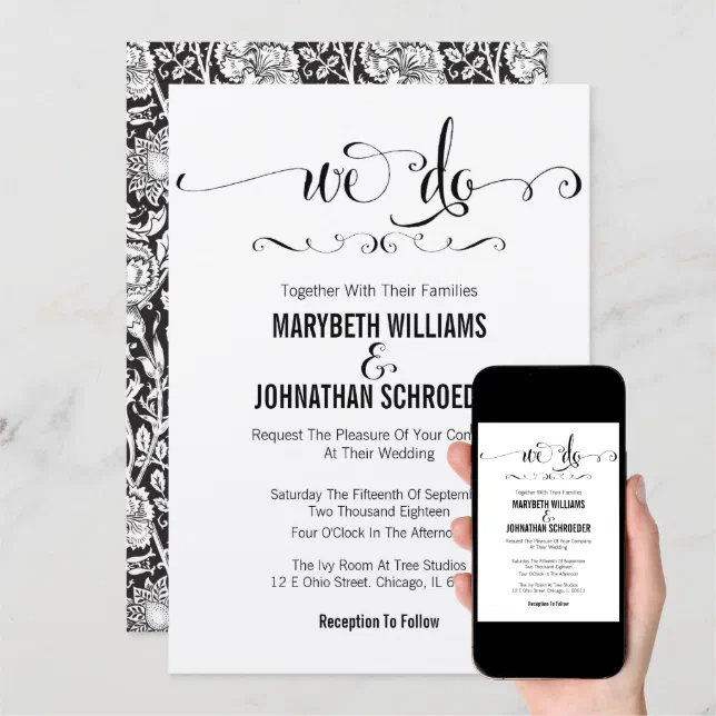 Rustic Modern We Do Script Wedding Invitation Card | Zazzle