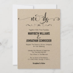 Rustic Modern We Do Script Wedding Invitation Card | Zazzle