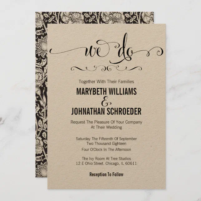Rustic Modern We Do Script Wedding Invitation Card | Zazzle