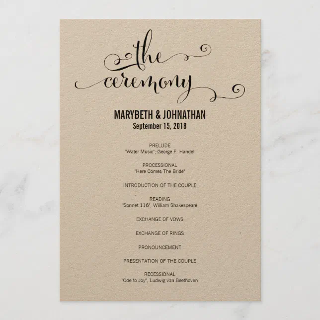 Rustic Modern We Do Script Wedding Program | Zazzle