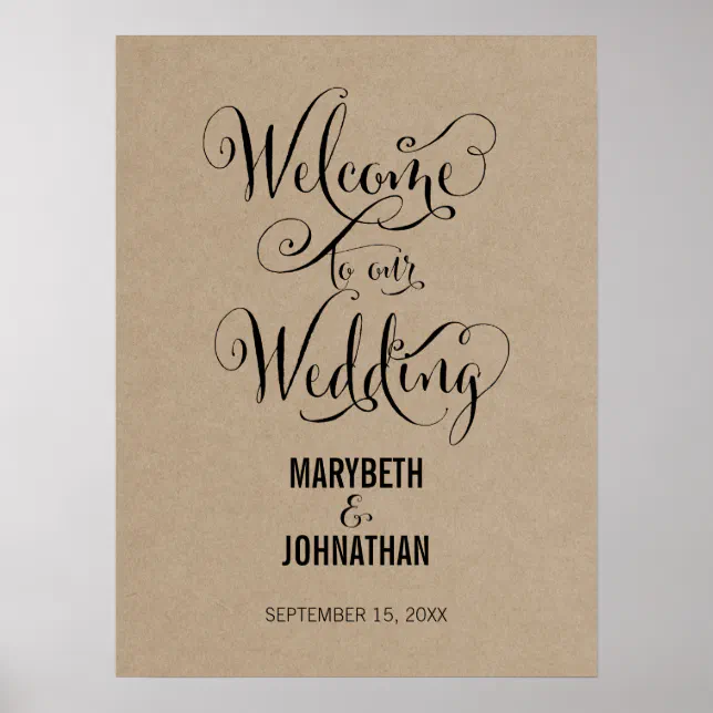 Rustic Modern We Do Script Wedding Welcome Poster | Zazzle