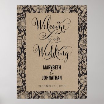 Rustic Modern We Do Script Wedding Welcome Poster | Zazzle