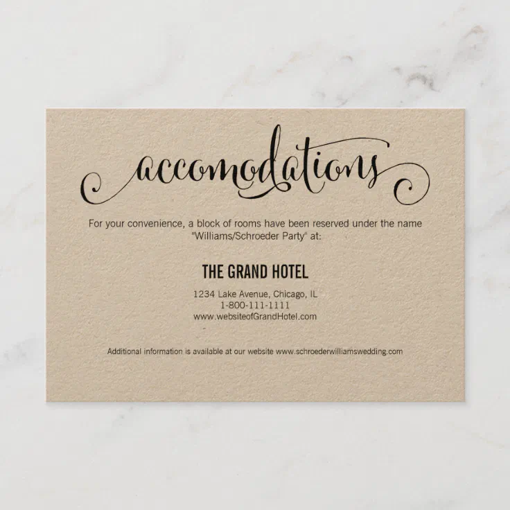Rustic Modern We Do Wedding Accommodations Card | Zazzle