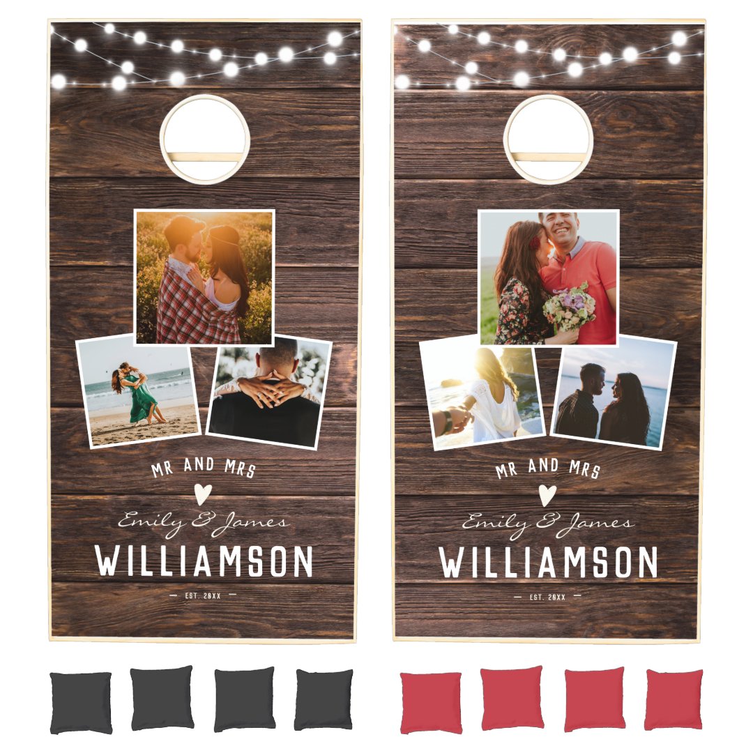Rustic Modern Wedding Mr and Mrs Elegant Barn Cornhole Set | Zazzle