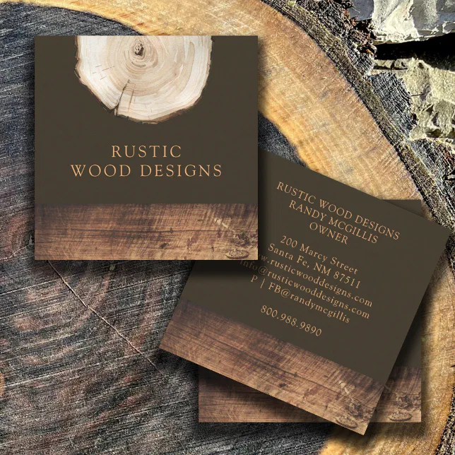 Rustic Modern Woodworker Carpenter Wood Square Business Card | Zazzle
