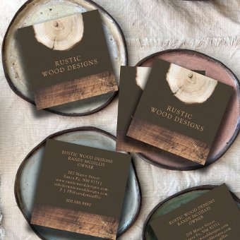 Rustic Modern Woodworker Carpenter Wood Square Business Card | Zazzle