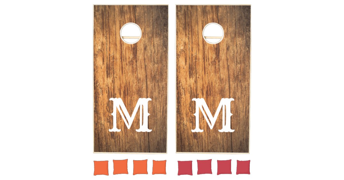 Rustic Monogram Cornhole Board Set | Zazzle
