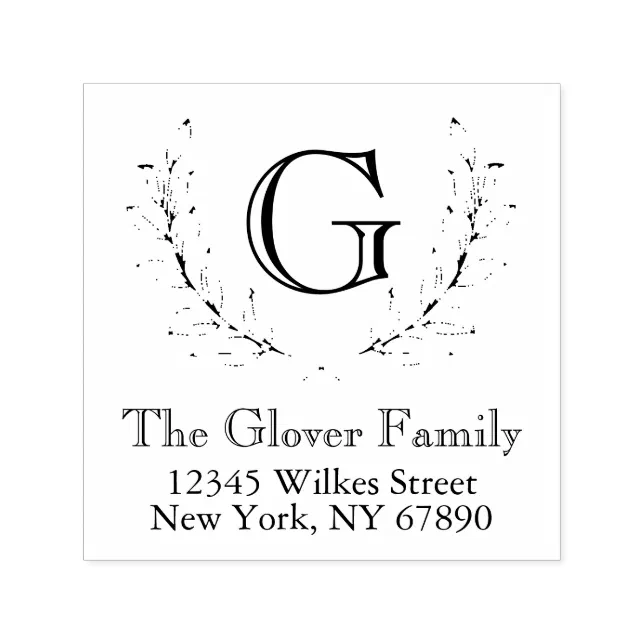 Rustic Monogram Family Address Self-Inking Stamp | Zazzle