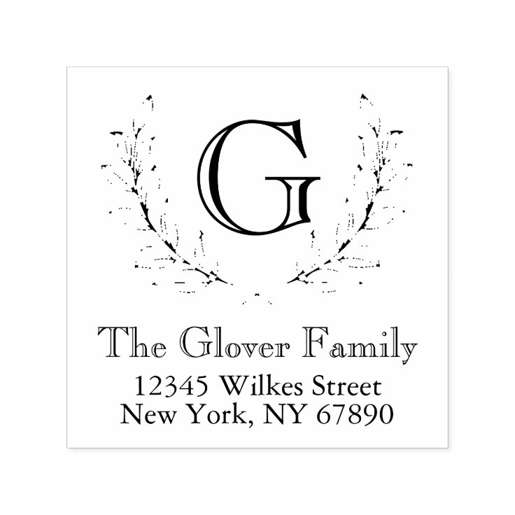Rustic Monogram Family Address Self-Inking Stamp | Zazzle