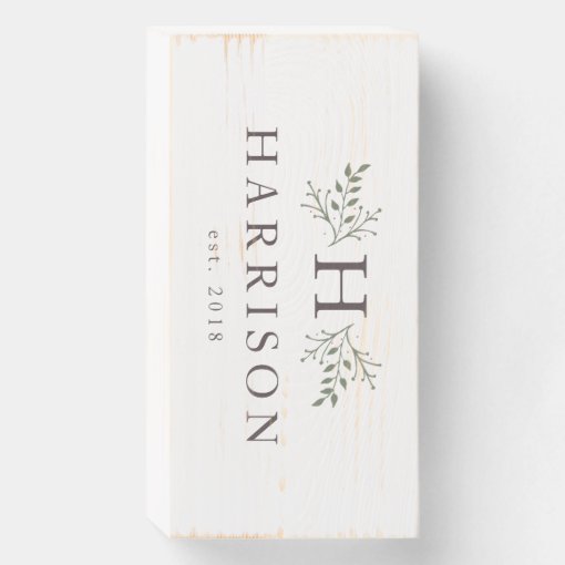 Rustic monogram family name wooden box sign | Zazzle