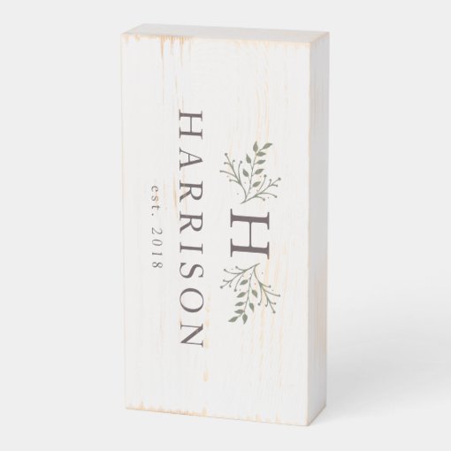 Rustic monogram family name wooden box sign | Zazzle