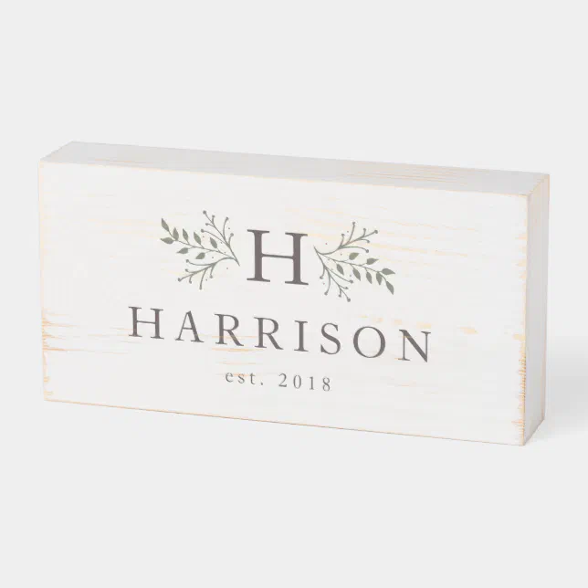 Rustic monogram family name wooden box sign | Zazzle