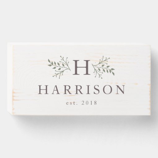 Rustic monogram family name wooden box sign | Zazzle